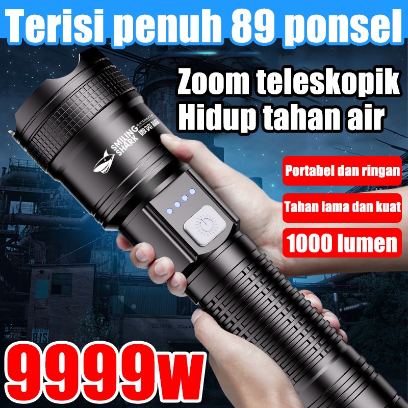 Jual 【Kompensasi kerusakan】Senter 10000 Lumens Jarak Jauh Ringan Tahan Air IPX4 Zoom USB ...