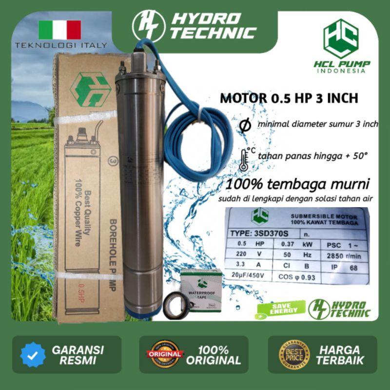 Jual motor /mesin submersible hcl pump 0.5 hp body 3 inch 1 phase /220v ...
