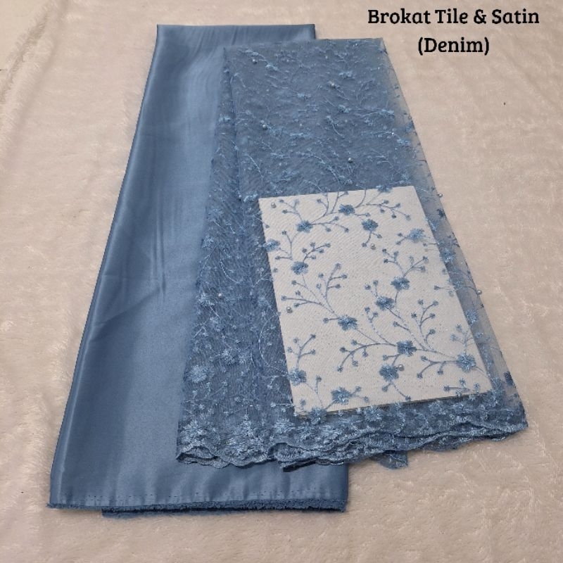 Jual Set Kain Bridesmaid Spesial Denim Blue, Bahan Kain Brokat Brukat ...
