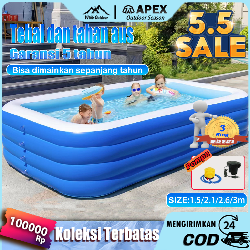 Jual Kolam Renang Anak jumbo 3 Rings dan Bayi Tiup Karet Besar Family Inflatable Swimming Pool ...