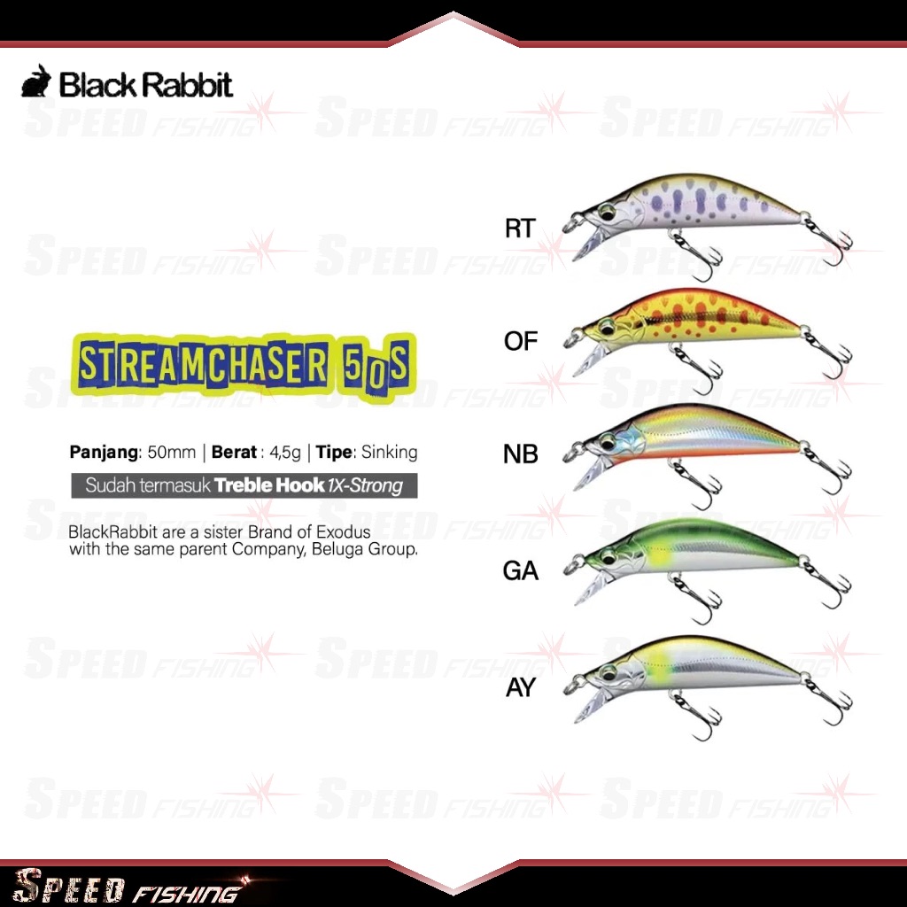 Jual Lure Black Rabbit Stream Chaser 50S Sinking Minnow | Shopee Indonesia