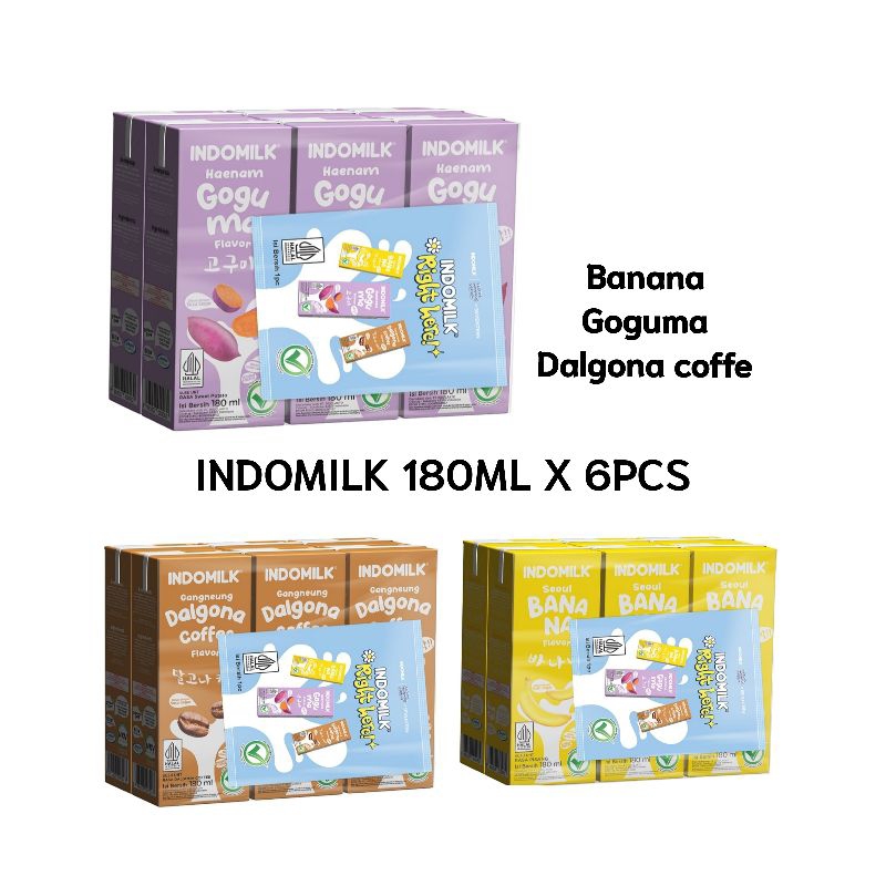 Jual Indomilk Gangneung Susu UHT Kopi Dalgona,Banana,Goguma Kotak 6 x ...