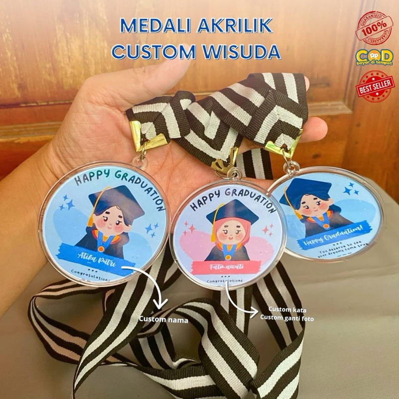 Jual Ready Langsung Kirim Medali Custom edisi wisuda sempro DESAIN TERBARU / Medali Custom ...