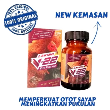 Jual LAKING V-22 ORIGINAL VITA TABLETS MEPERKUAT PUKULAN AYAM | Shopee ...