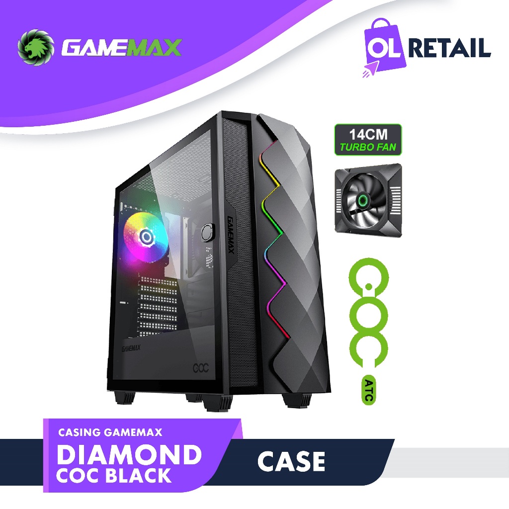 Jual Case Gamemax Diamond COC Black With COC Turbo Fan | Shopee Indonesia