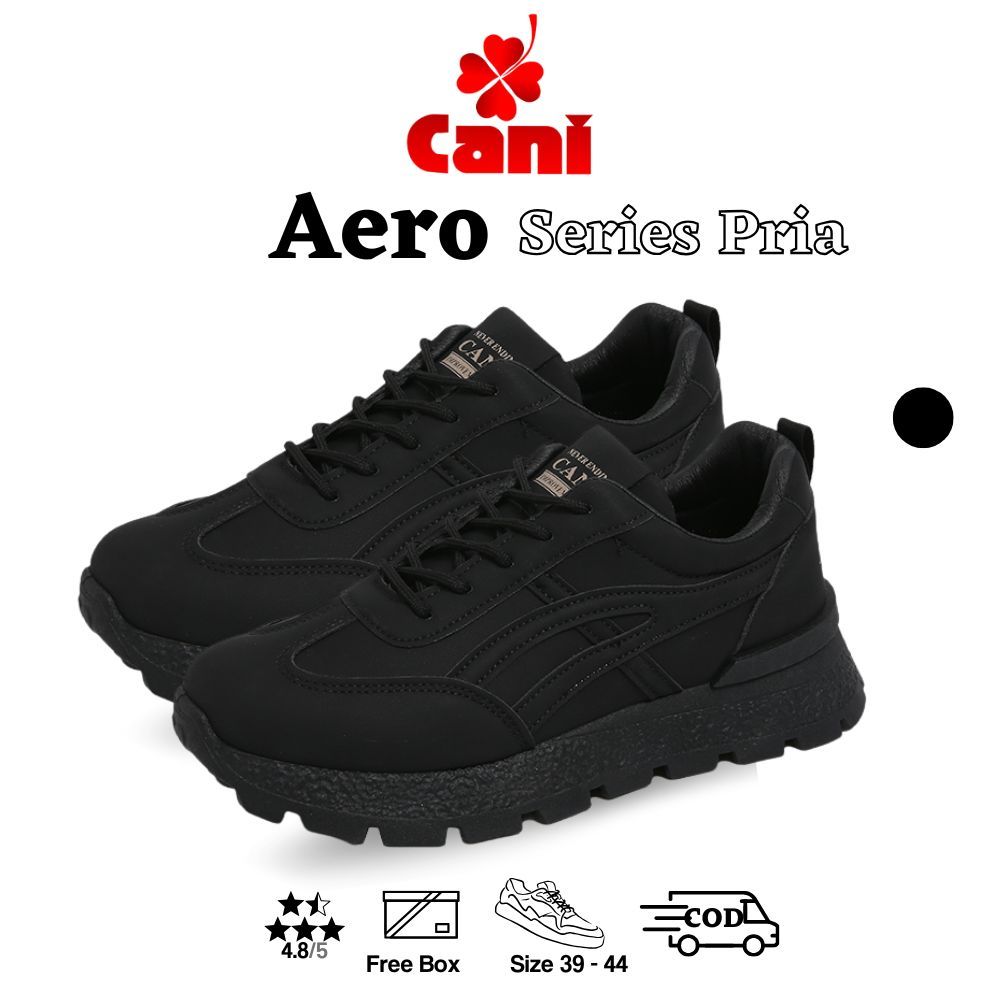 Jual Cani "Free Box" (Size 39 - 44) Aero Sepatu Hitam Fullblack Pria ...