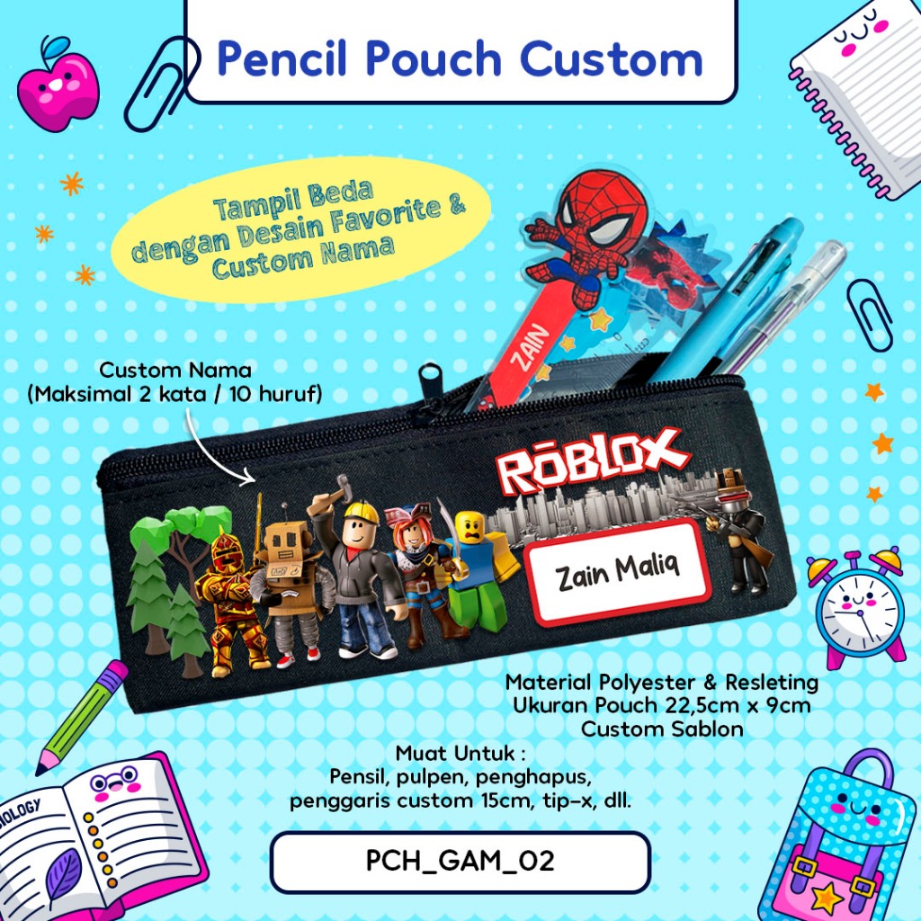 Jual Pencil Pouch Custom Tempat Pensil Pouch Bisa Pakai Nama Tema ...