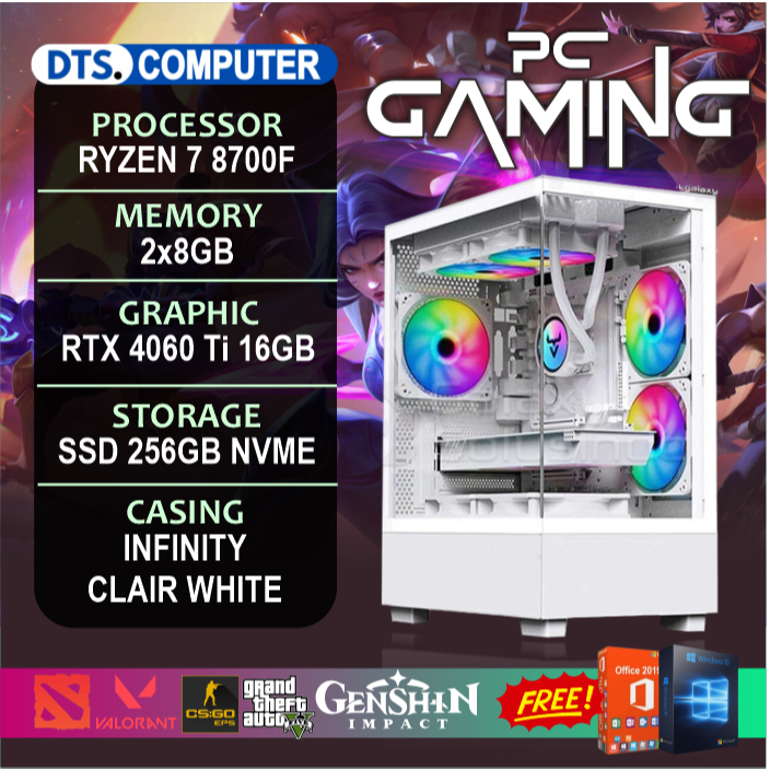 Jual Pc Gaming | Ryzen 7 8700F | RTX 4060 Ti 16GB | RAM 16GB DDR5 | SSD 256 NVME | Shopee Indonesia