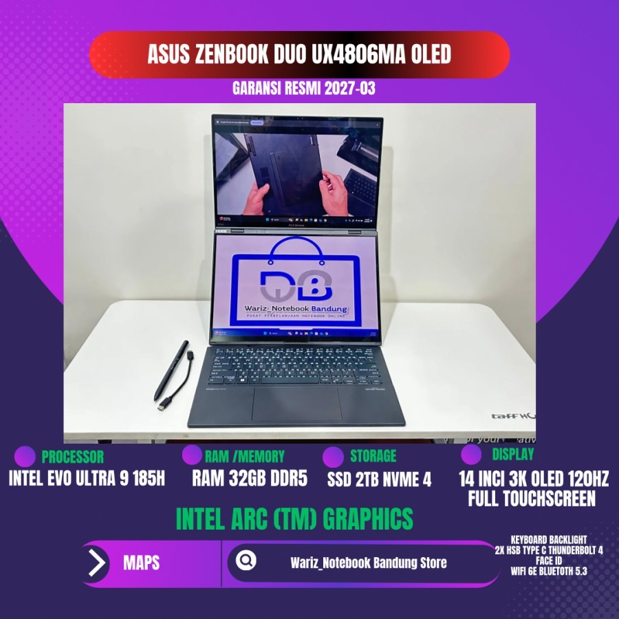 Jual Asus Zenbook DUO OLED UX8406MA Intel Core Ultra 9 158H RAM 32GB ...