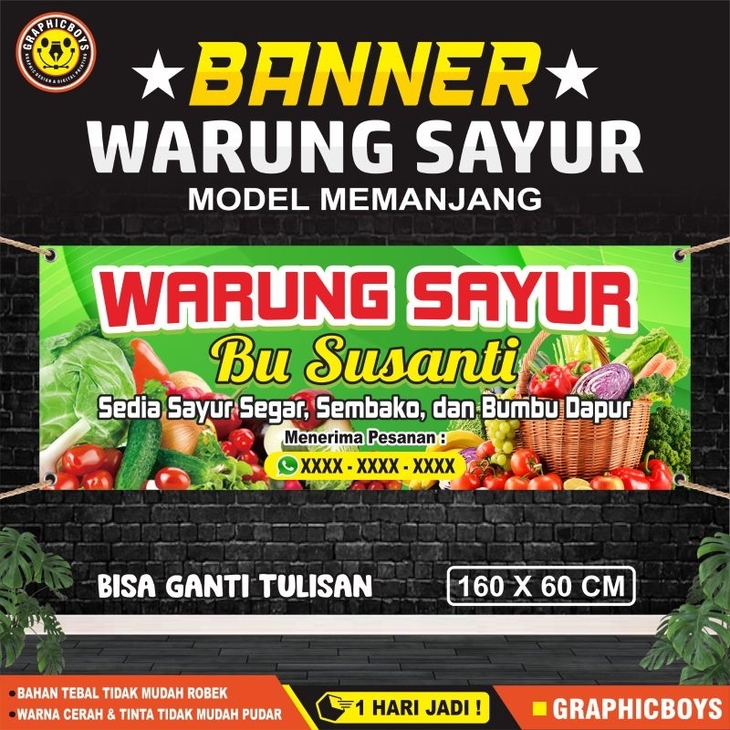 Jual Jual Spanduk Banner Warung Sayur Ukuran 160 X 60 Cm | Shopee Indonesia