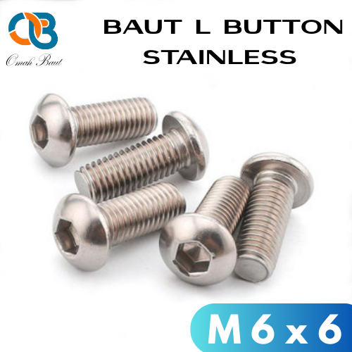 Jual Baut L Button M6 x 6mm Stainless Steel 304 Bolt Set | Shopee Indonesia