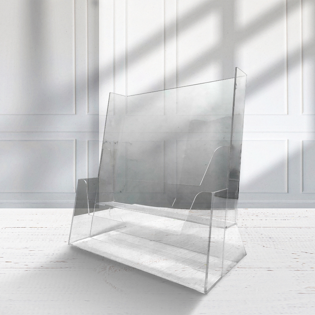 Jual Tempat Brosur Akrilik A4 2 Susun | Display Katalog / Flyer ...