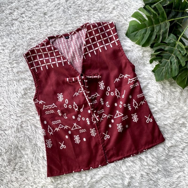 Jual Banara Top Outer Batik Anak Hira Maroon Bertali Cocok Untuk Anak ...
