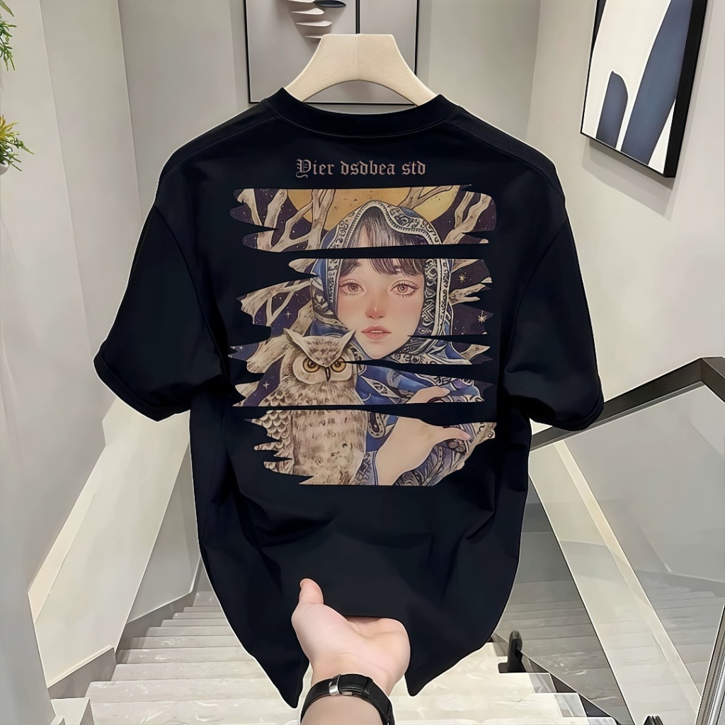 Jual COD Atasan hitam yang indah dan unik, kaos T pria tampan dengan ...