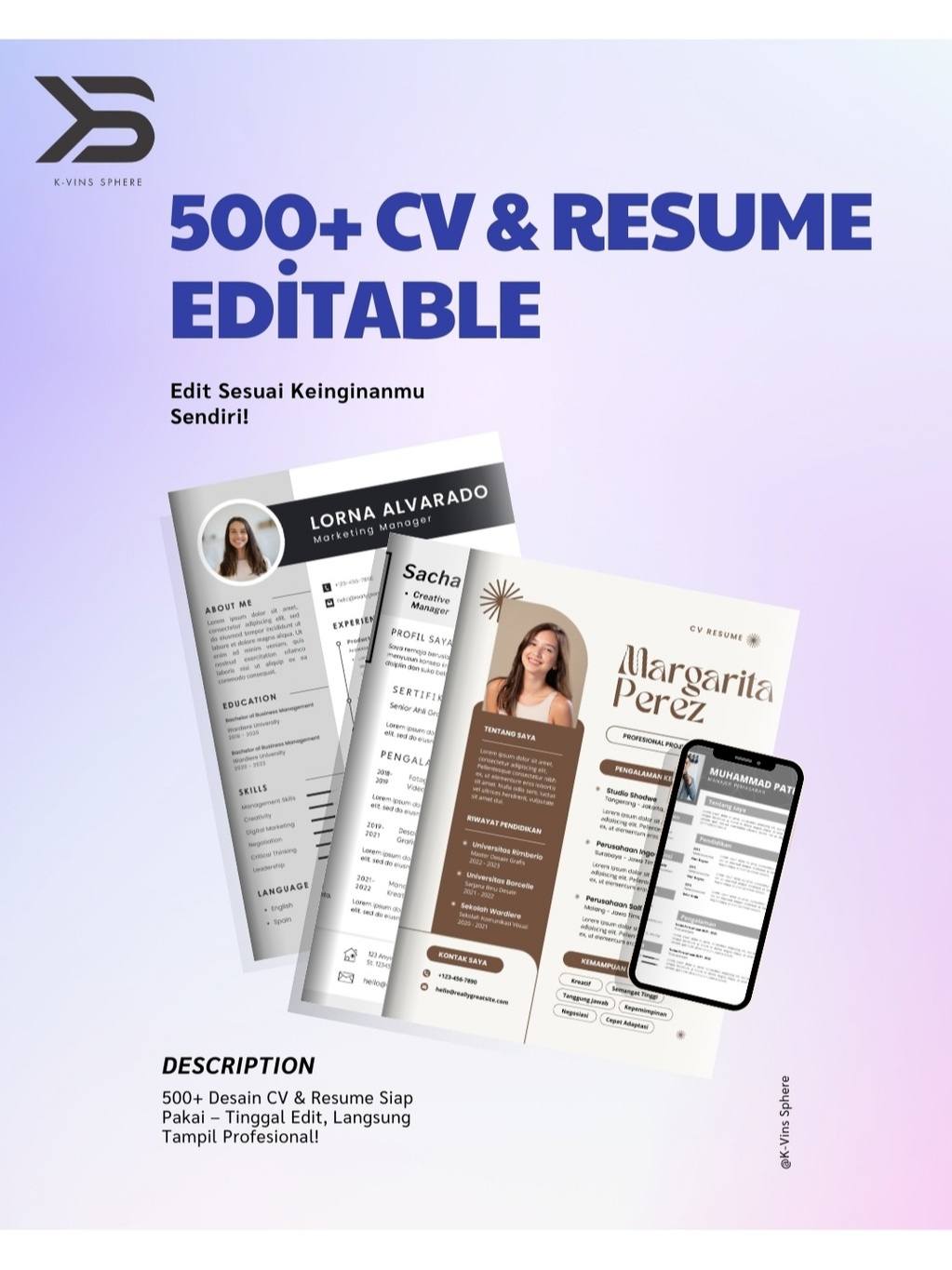 Jual 500+ Desain CV & Resume Siap Pakai – Format Lengkap (Word ...