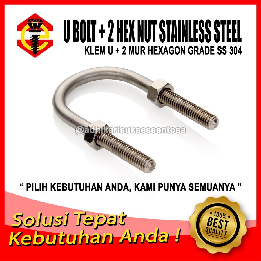 Jual SS 304 / M12 U Bolt 1/2x5" / Klem U Clamp 5 Inch Stainless Steel ...