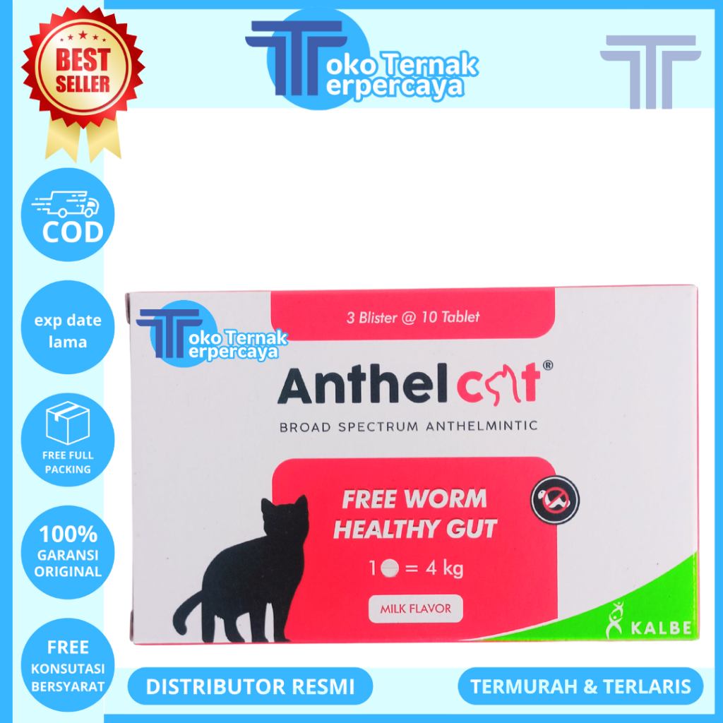 Jual ANTHEL CAT 10 TABLET (KEMASAN BLISTER) - Obat Cacing Kucing Ampuh ...
