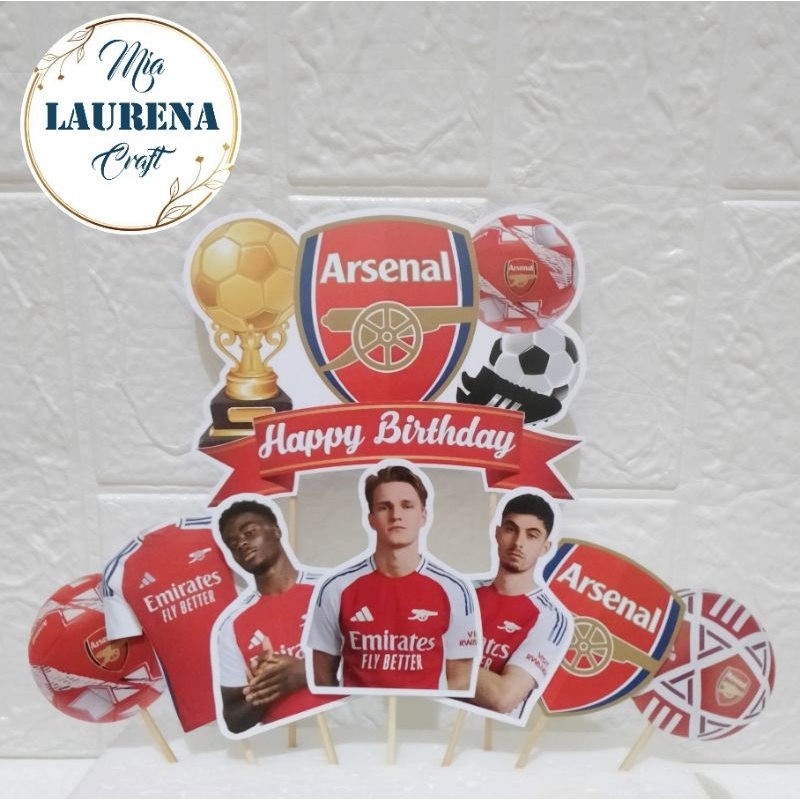 Jual topper birthday cake/ hiasan kue ulang tahun tema bola arsenal ...