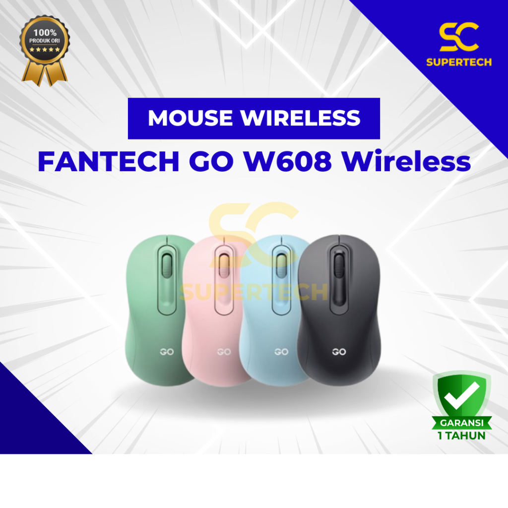 Jual Fantech W608 Go Wireless Office Mouse 2.4Ghz 1200DPI W-608 W 608 - (Black, Blue) | Shopee ...