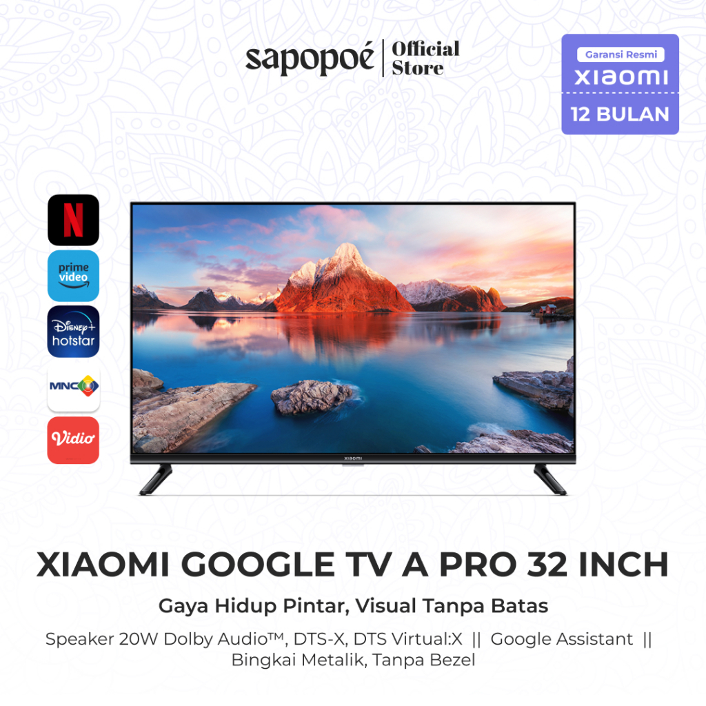 Jual Xiaomi TV A Pro 32 Inch HD Smart Google TV Android Garansi Resmi ...