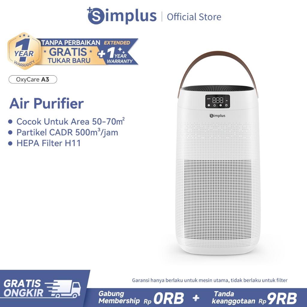 Jual Simplus Air Purifier 3 Lapisan Filter Pemurnian Seluas 50㎡ HEPA ...