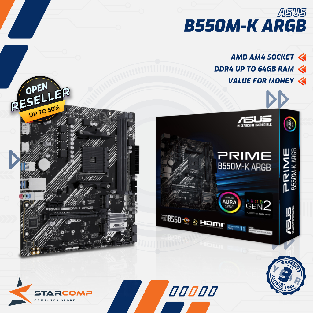 Jual ASUS PRIME B550M-K ARGB MOTHERBOARD AMD AM4 B 550 mATX | Shopee ...