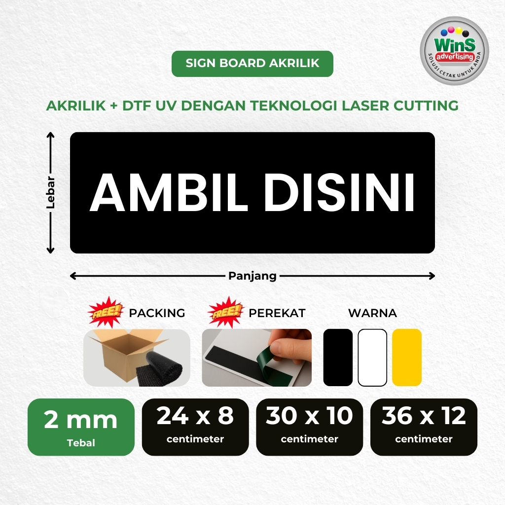 Jual Sign Akrilik Tanda Ambil Disini DTF UV Signage | Shopee Indonesia