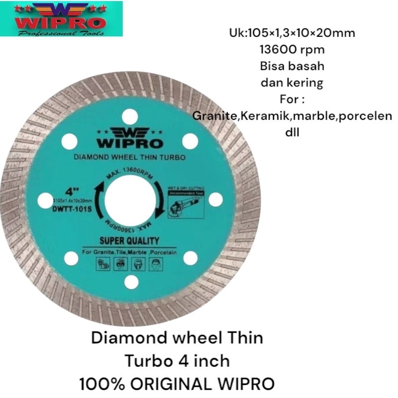 Jual JHTeknik Diamond Wheel Thin Turbo 4" WIPRO/Mata Potong Keramik ...