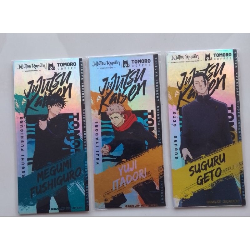 Jual jujutsu Kaisen character card Megumi Yuji geto x tomoro coffee jjk ...
