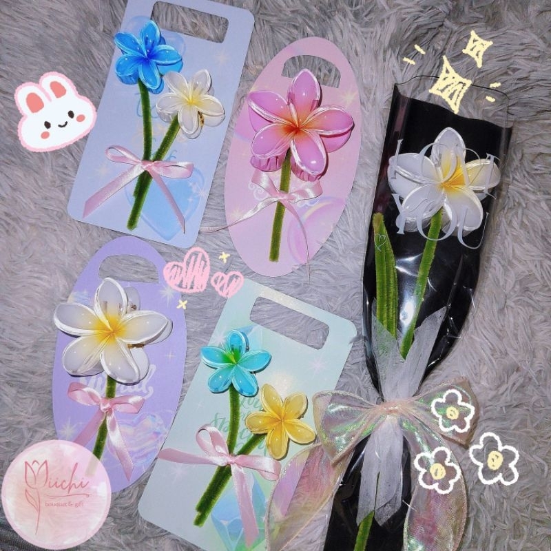 Jual [isi 1] gift jedai bunga kamboja BESAR | buket bunga kamboja | hairclip bunga viral ...
