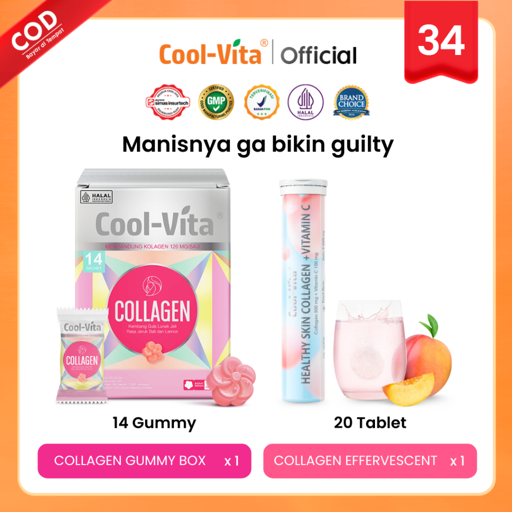 Jual Coolvita 1 Box Collagen Gummy + 1 Tube Collagen Effervescent - Suplemen Kolagen Original ...