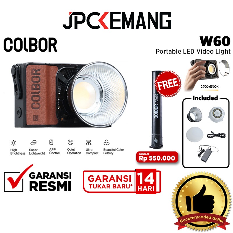 Jual Colbor W60 / W60 Wonder Kit Portable Bi-Color LED Video Light Studio Lighting 60Watt Colbor ...