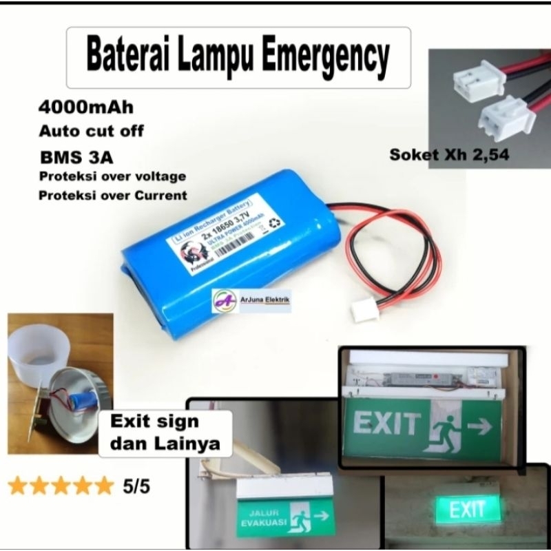 Jual Baterai lampu emergency Exit sign baterai Lampu evakuasi 3,7V ...