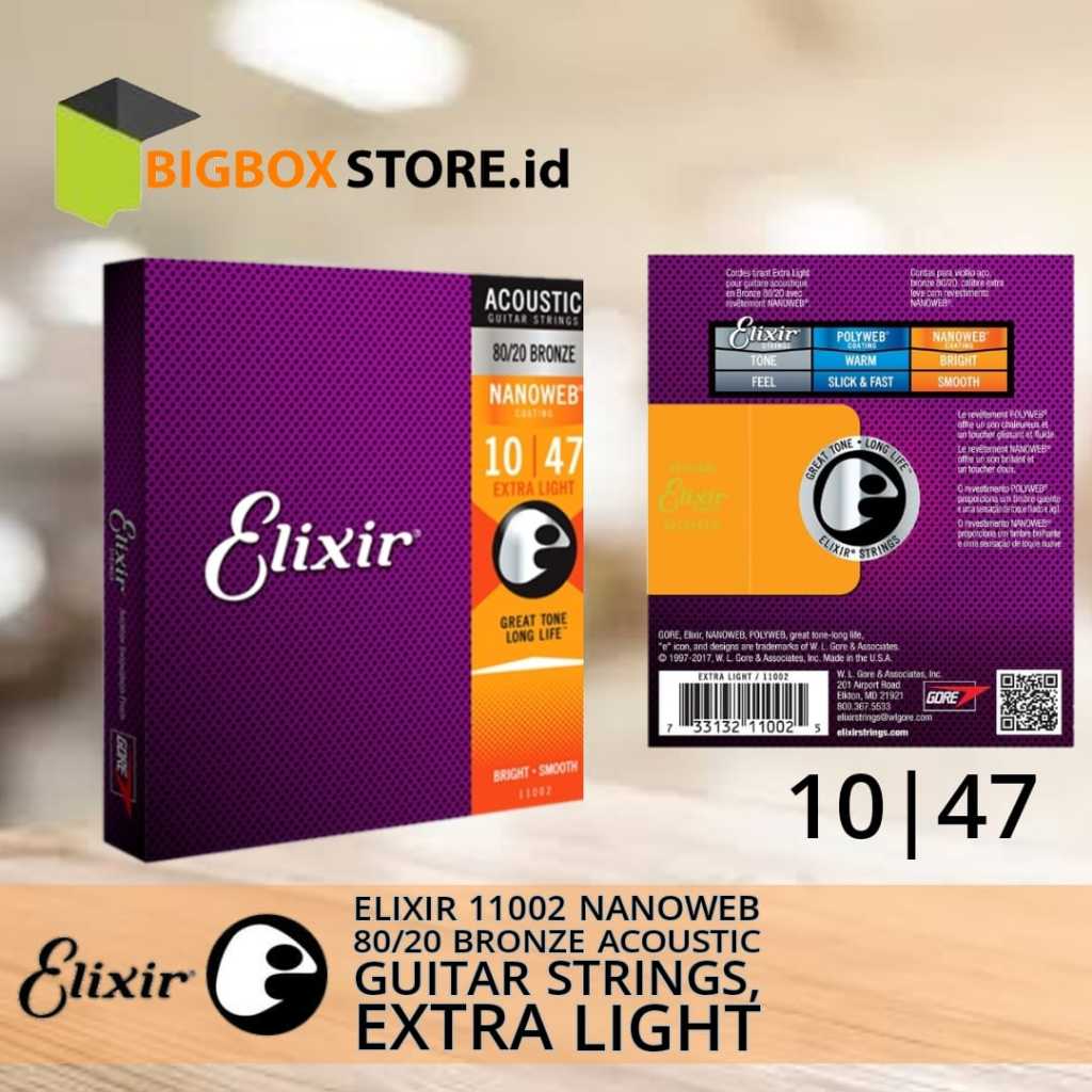 Jual Elixir 11002 Acoustic 80/20 Bronze Nanoweb 10-47 | Shopee Indonesia