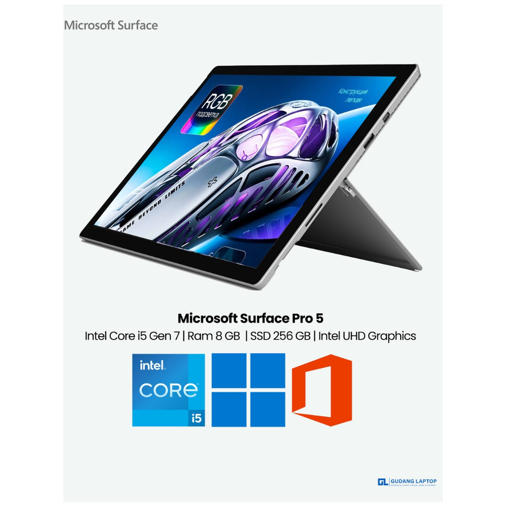 Jual Laptop 2 in 1 Microsoft Surface Pro 5 Core i5 Gen 7 RAM 16 GB SSD ...