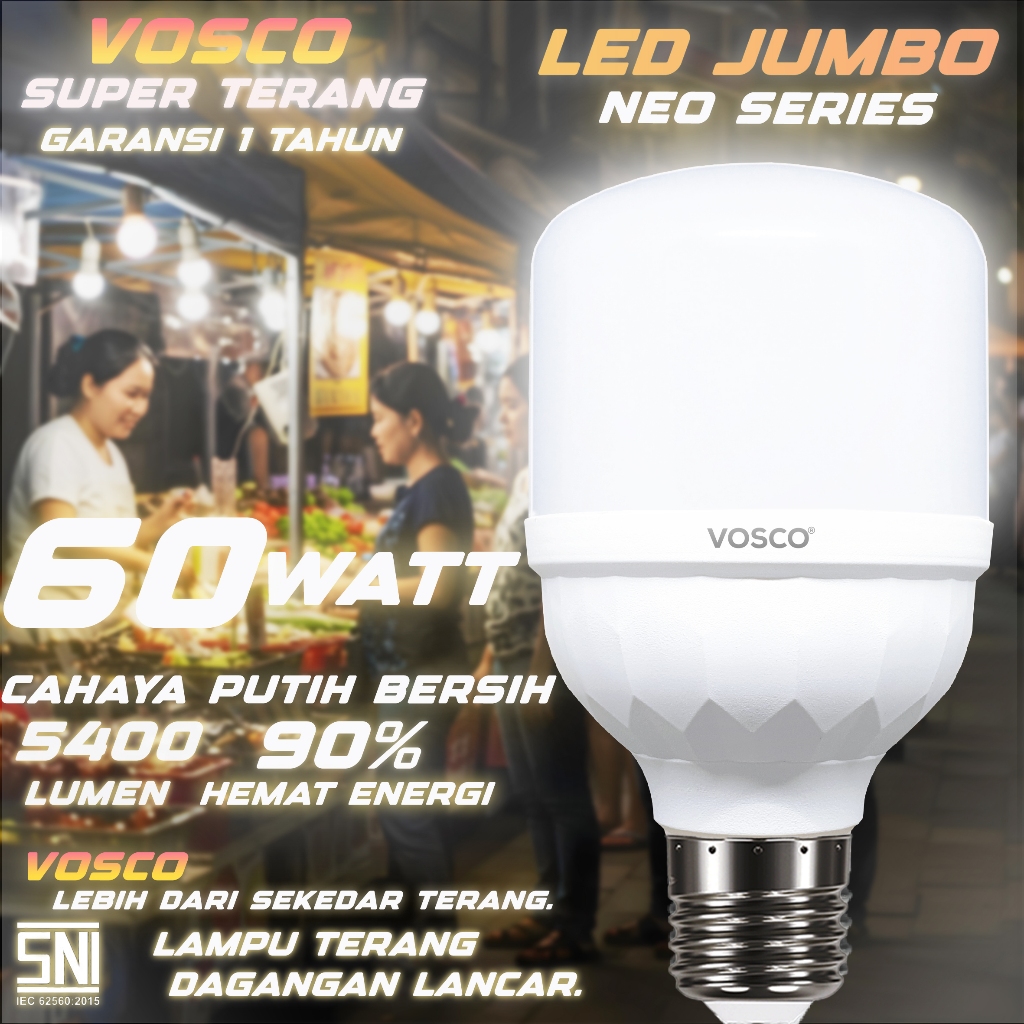 Jual LAMPU LED 60WATT JUMBO CAHAYA PUTIH SANGAT TERANG! MURAH CAKEP ...