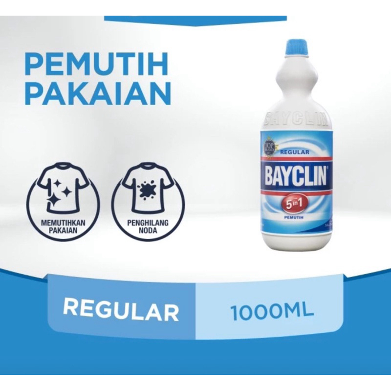 Jual Bayclin pemutih pakaian reguler botol 1L | Shopee Indonesia