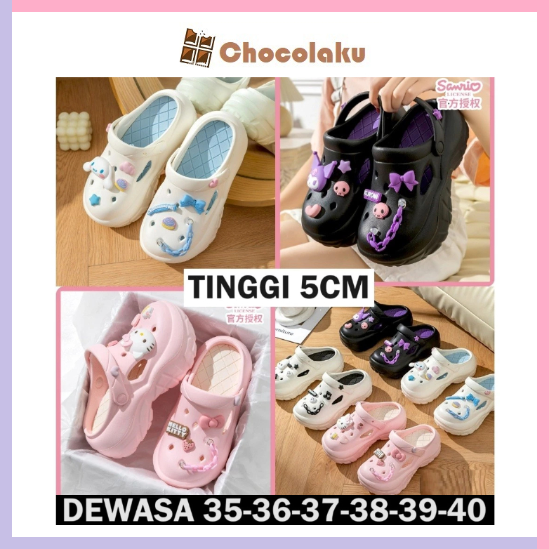 Jual SD15 Sandal Selop Crocs Super Premium tinggi 5 cm croc sanrio ...