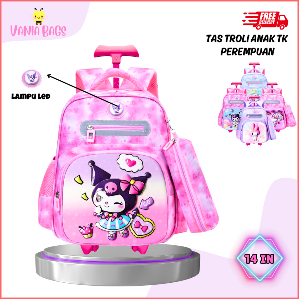 Jual tas koper anak perempuan sekolah tk dan paud gambar kuromii 3d embos waterproof ransel ...