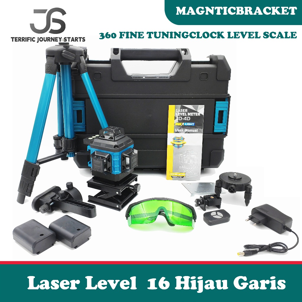 Jual JS Green Laser Level 16 5 Garis 4D Self Leveling Laser bangunan laser dewalt laser tukang ...