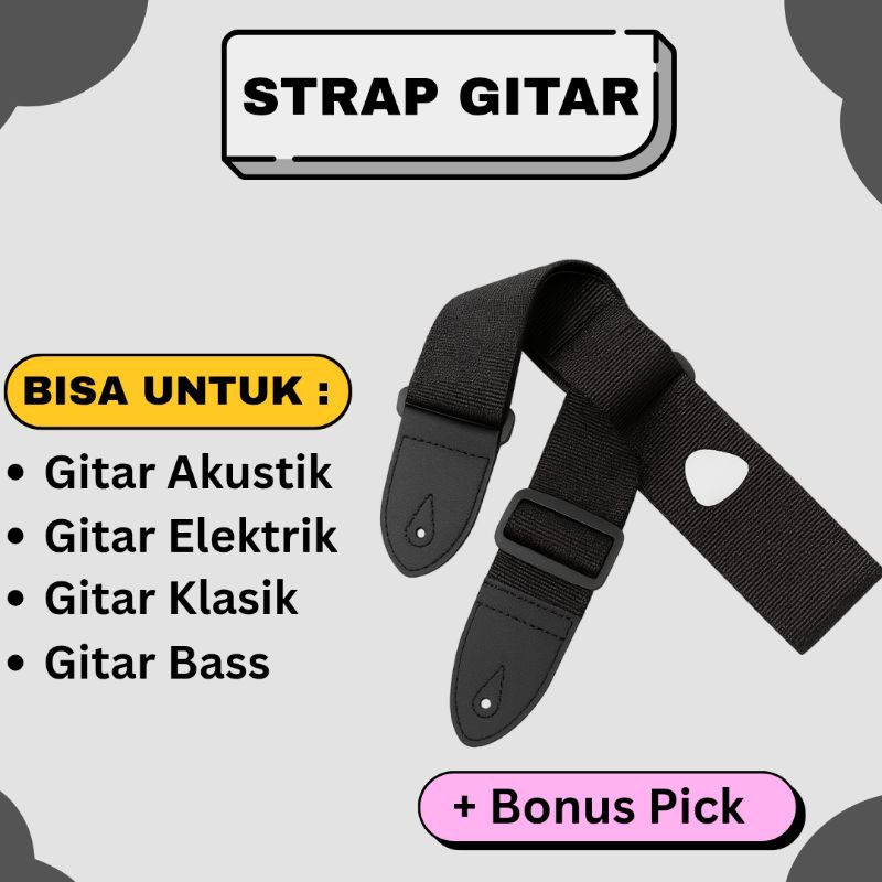 Jual Strap Gitar Akustik Elektrik Listrik Klasik Bass Murah Tebal ...