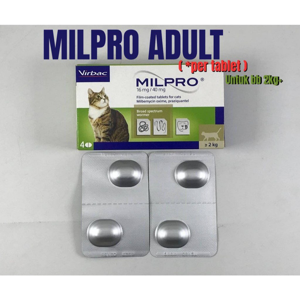 Jual VIRBAC MILPRO CAT 1 TABLET OBAT ANTI CACING UNTUK KUCING DIATAS 2 ...