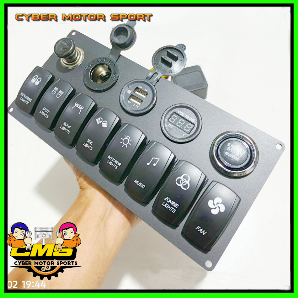 Jual panel dashboard universal saklar mobil 8 port. sakelar switch ...