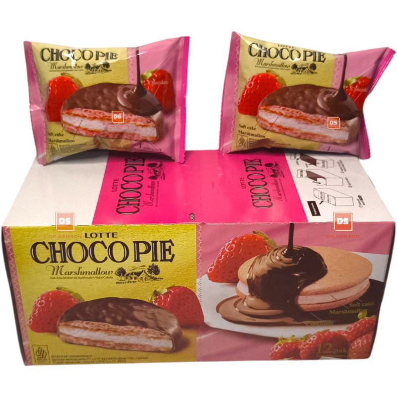 Jual Lotte choco pie stroberi chocopie baru choco Pai rasa strawberry ...