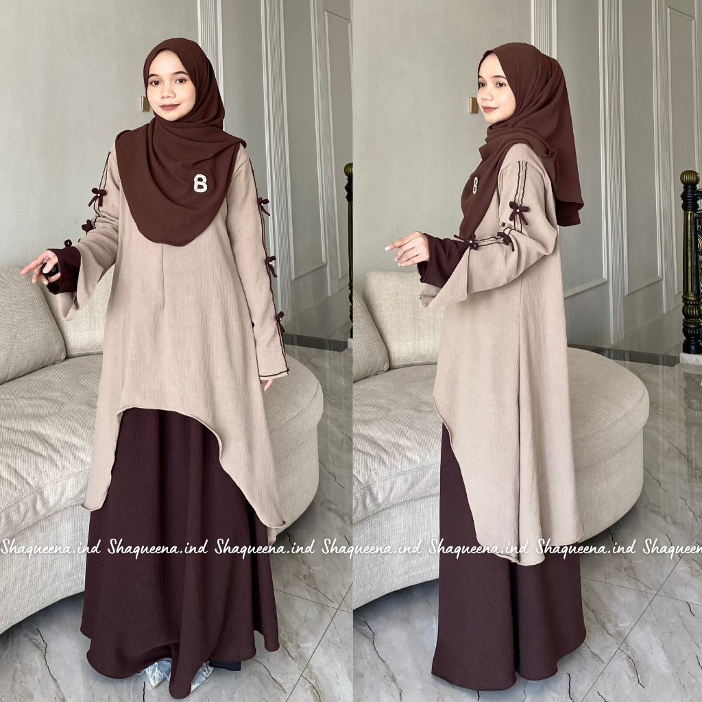 Jual One Set Wanita Kekinian Tunic Atasan dan Rok Malaya Syari Crinkle COQUETTE Setelan Rok ...