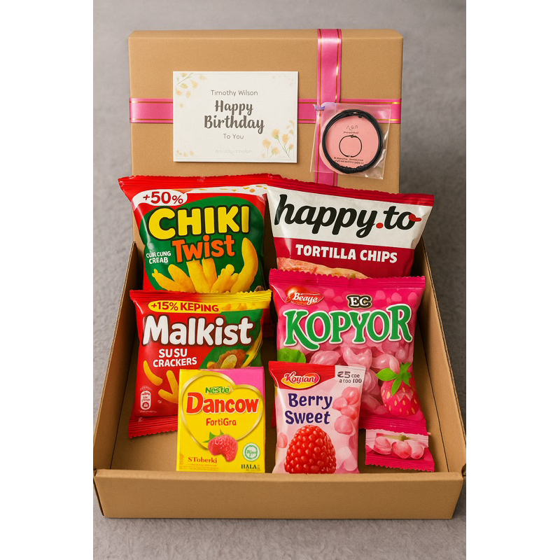 Jual Hadiah Box Snack (Free gelang Huruf inisial A-Z) custom kata" bisa ...