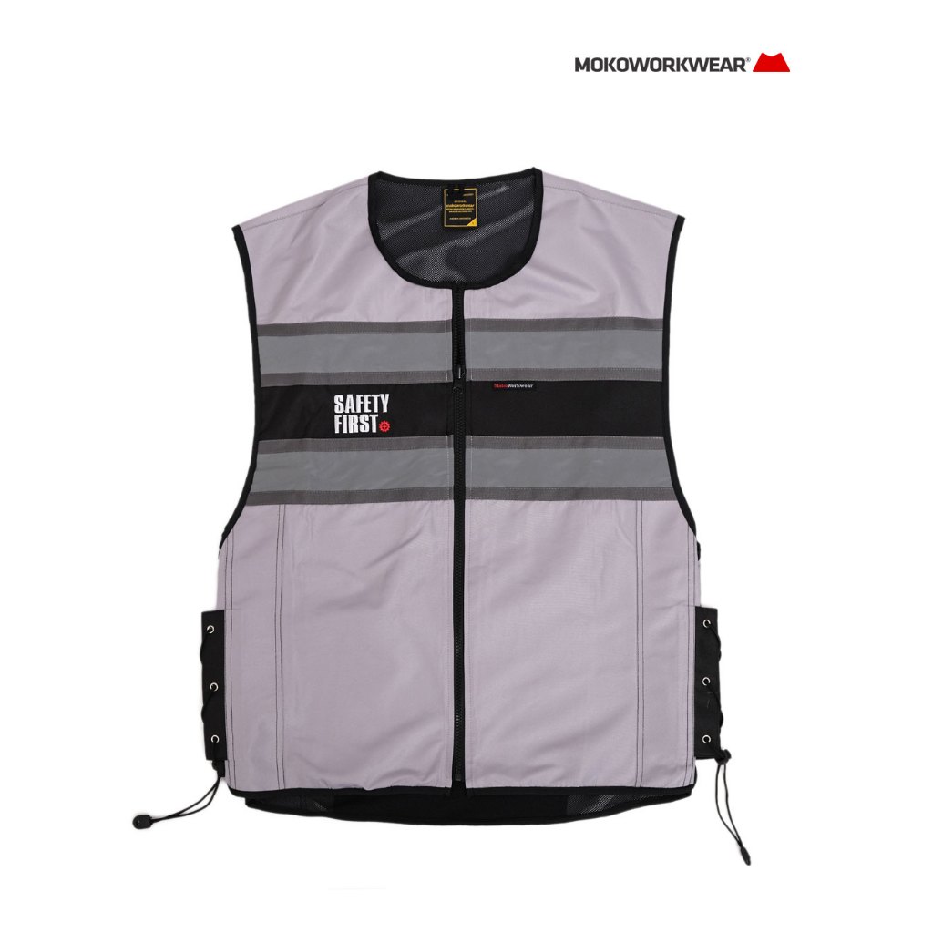 Jual MOKOWORKWEAR Rompi Safety First Abu-abu hitam Reflective Anti Air ...
