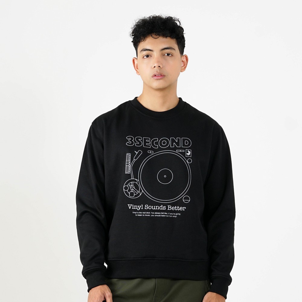 Jual 3Second Jaket Pria Crewneck Sweatshirt Regular Fit Fleece Vinyl ...