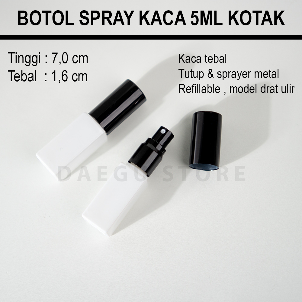 Jual Botol Spray Parfum 5ml - Kaca KOTAK PUTIH DOFF TUTUP HITAM ...