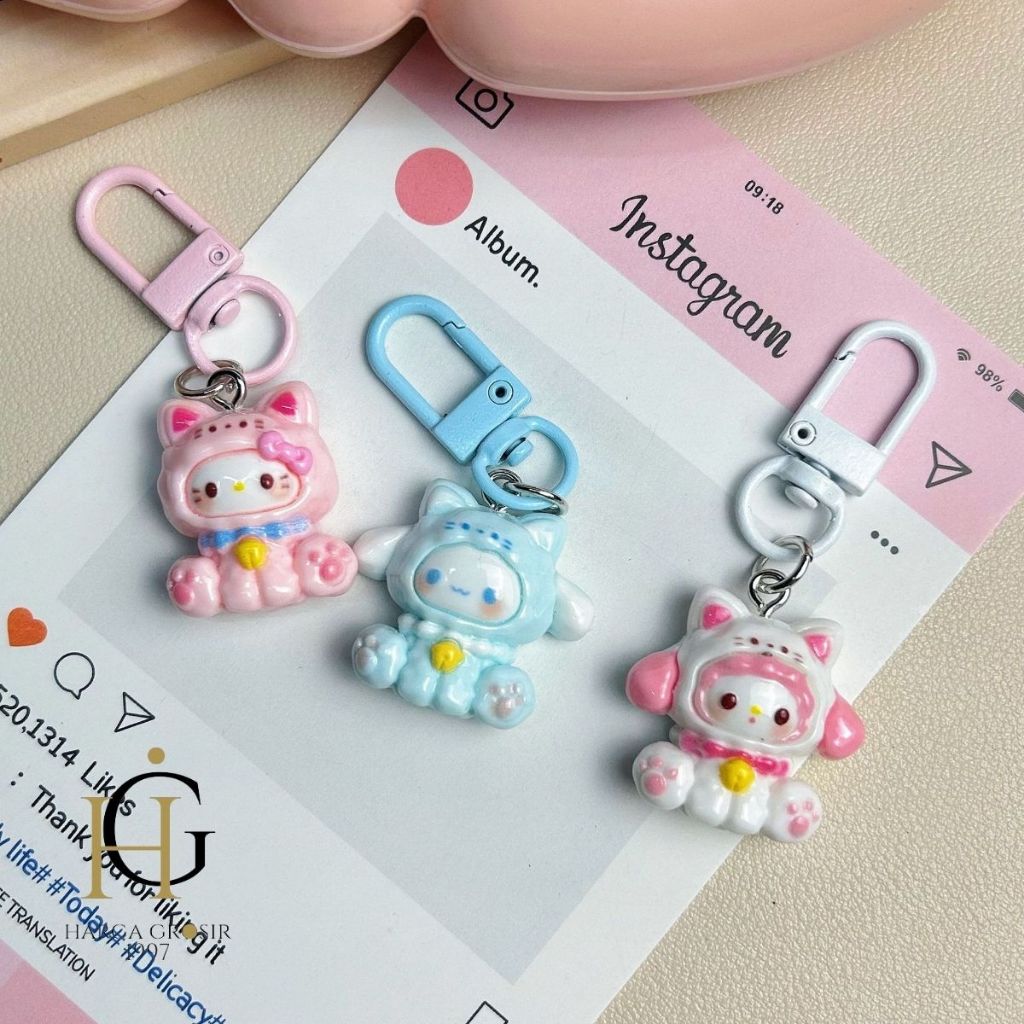 Jual GANTUNGAN KUNCI RESIN SANRIO CUSTOM KUCING MEWAH LUCU IMUT KADO ...